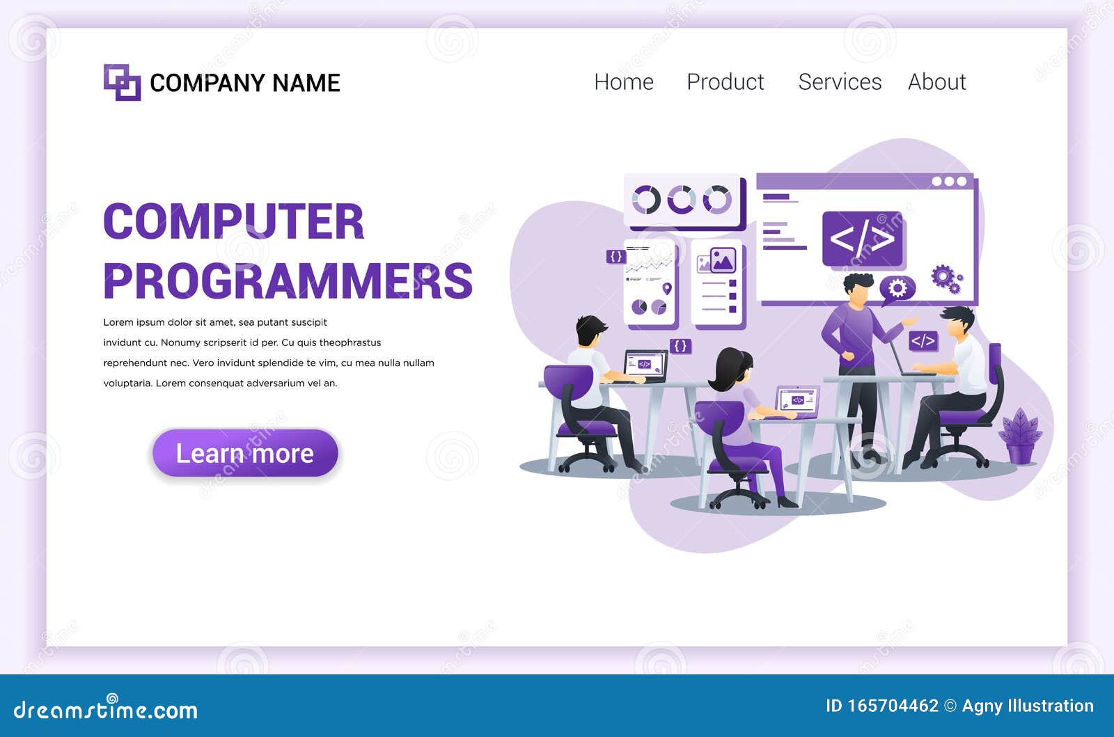 Modern Flat Design Concept of Computer Programmers with Characters Sitting at Desk As Programmer ...