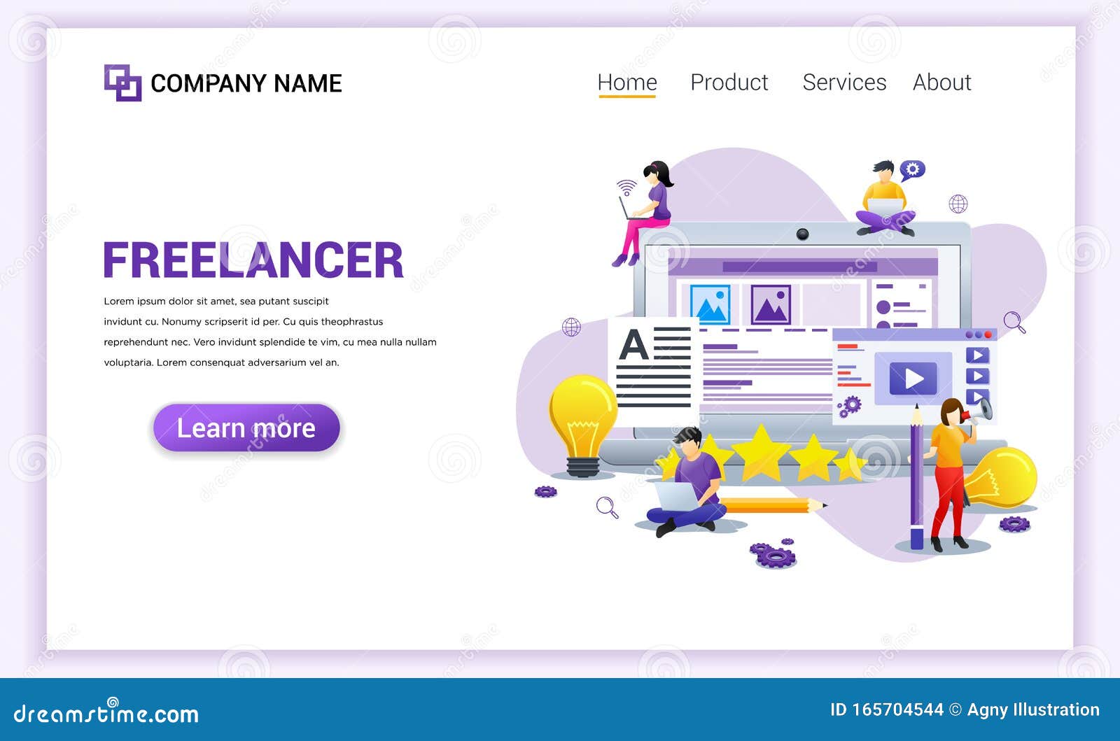 Modern Flat Design Concept of Freelancer, Blogger, Content Creator ...