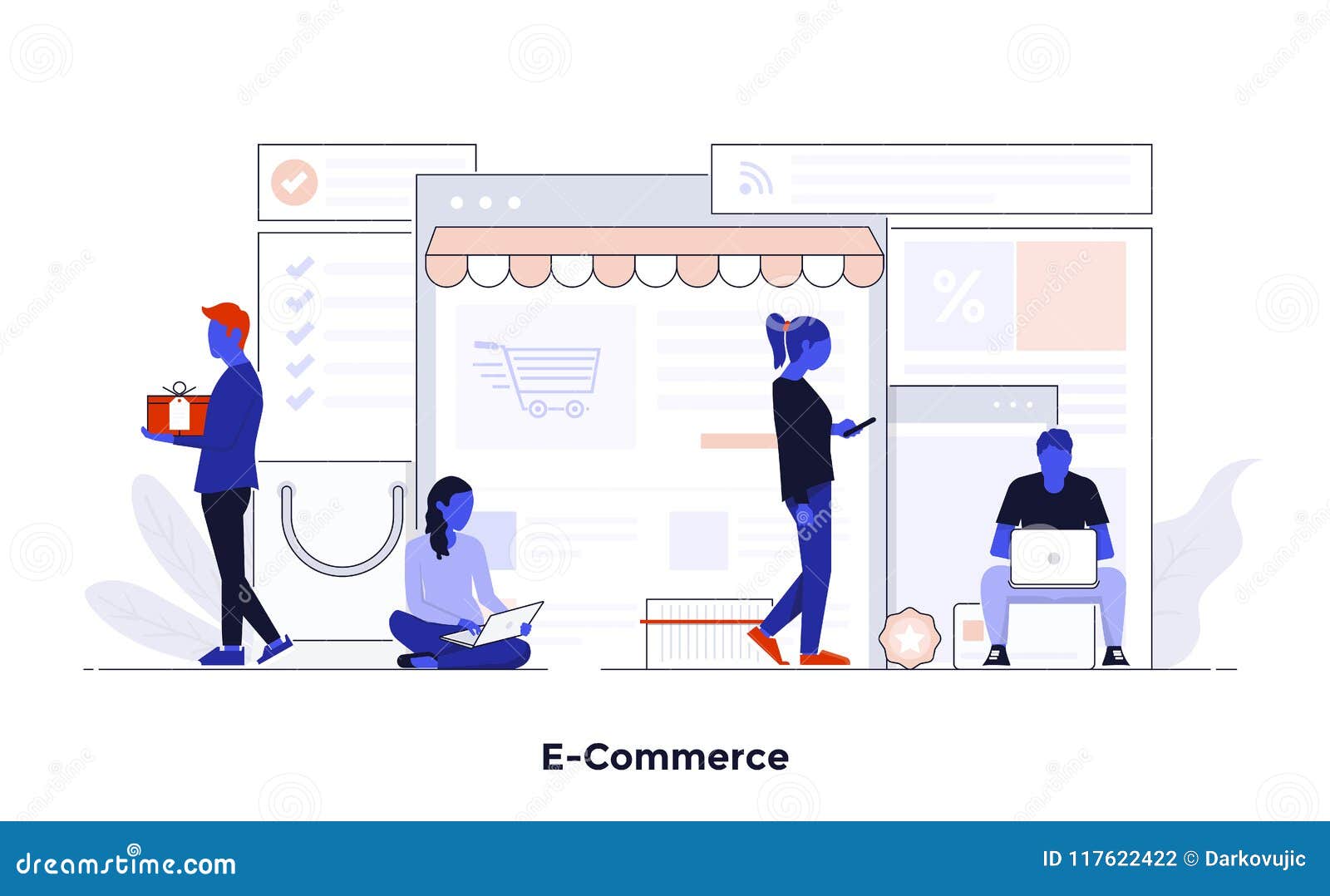 Modern Flat Design Concept Illustration - E-Commerce Stock Vector ...