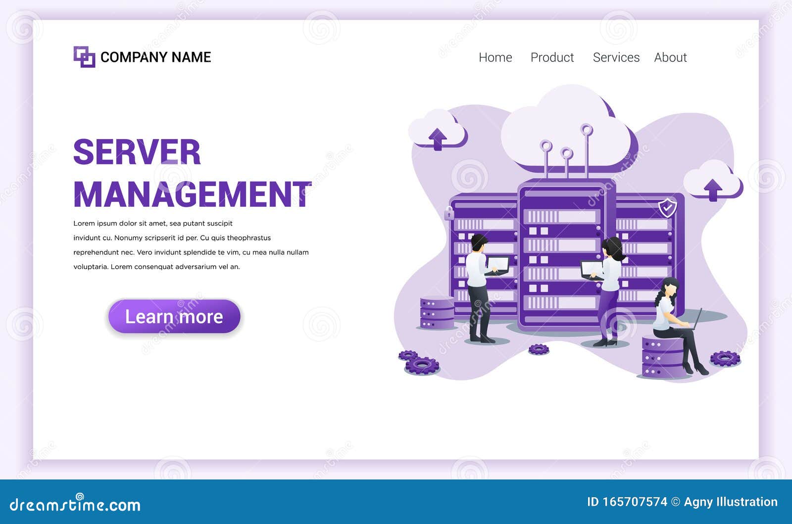 Modern Flat Design Concept of Server Management, Data Center, Cloud ...