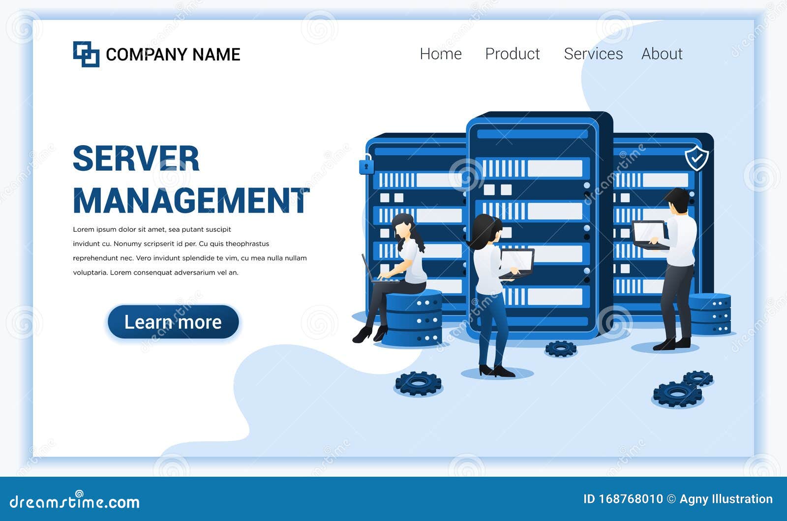 Server Management Concept. Data Center, Server Storage. People Working ...