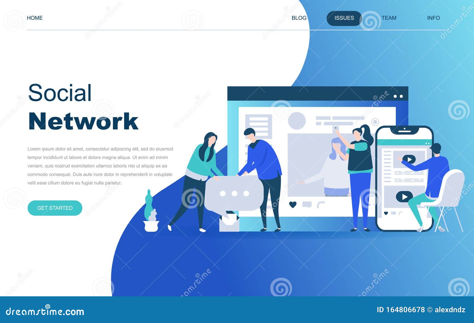 Modern Flat Design Concept of Social Network for Website and Mobile ...