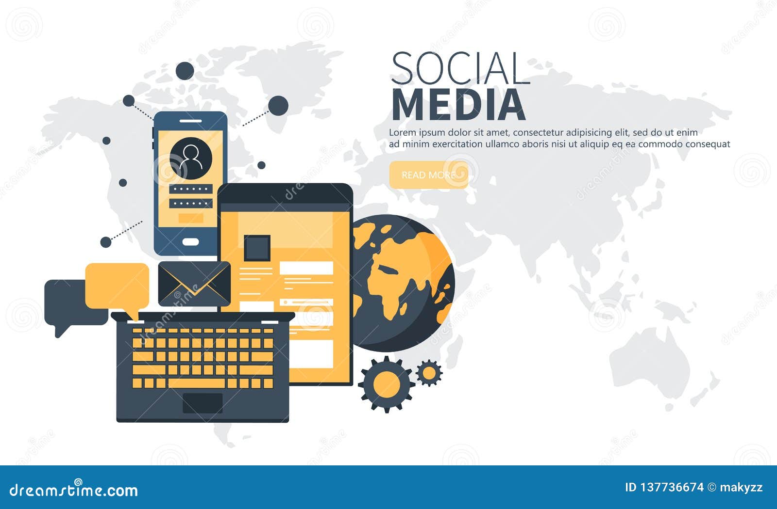 Modern Flat Design Concept of Social Network for Website and Mobile ...