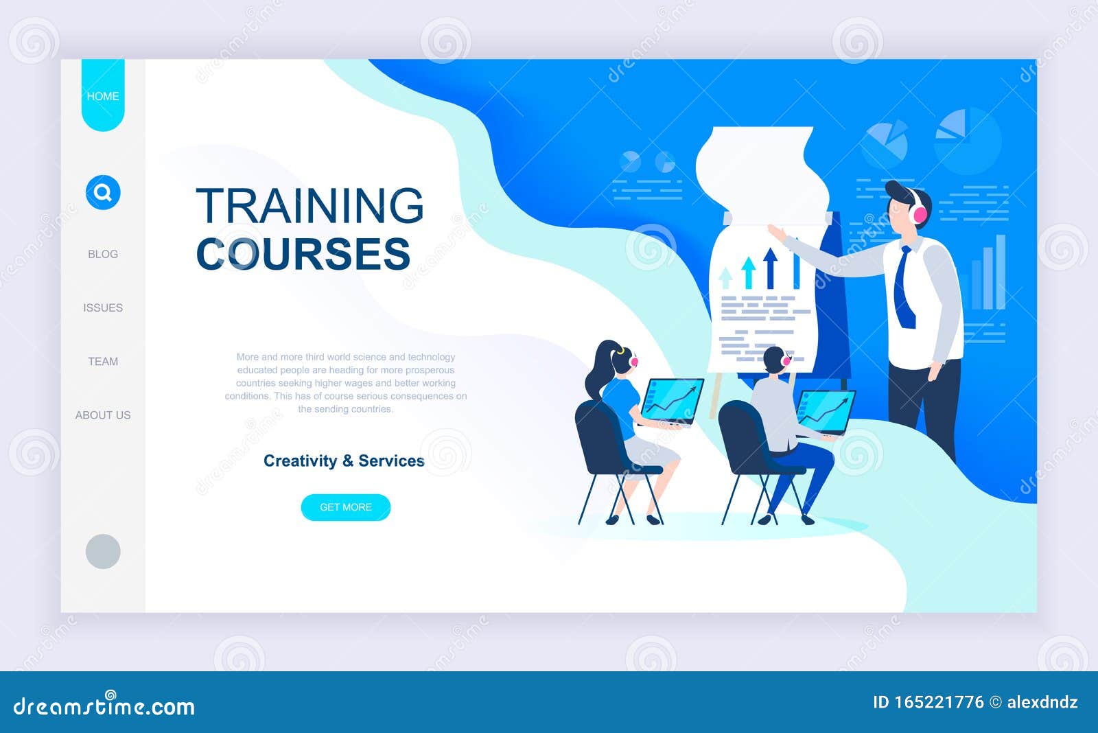 Modern Flat Design Concept of Training Courses with Decorated Small ...