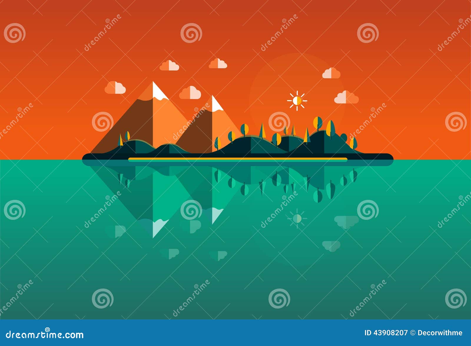 Modern Flat Design Conceptual Landscape Stock Vector - Illustration of ...