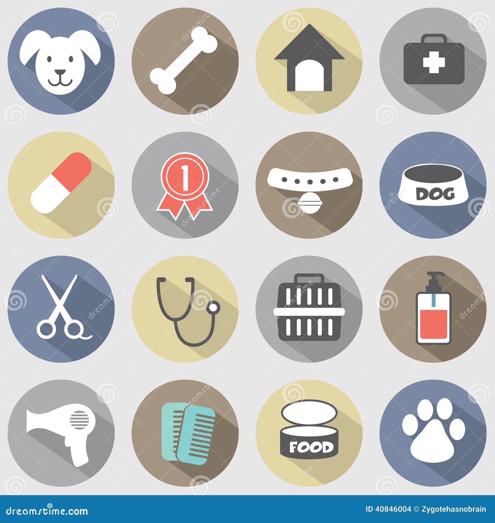 Modern Flat Design Dog Icons Set Stock Vector - Illustration of flat ...