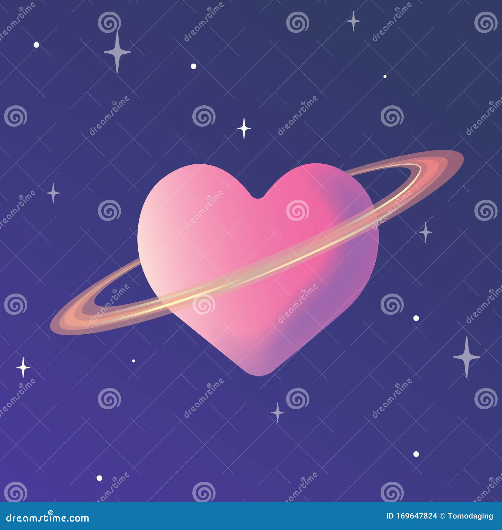 Modern Flat Design of Heart Shape in Space Theme Stock Vector ...