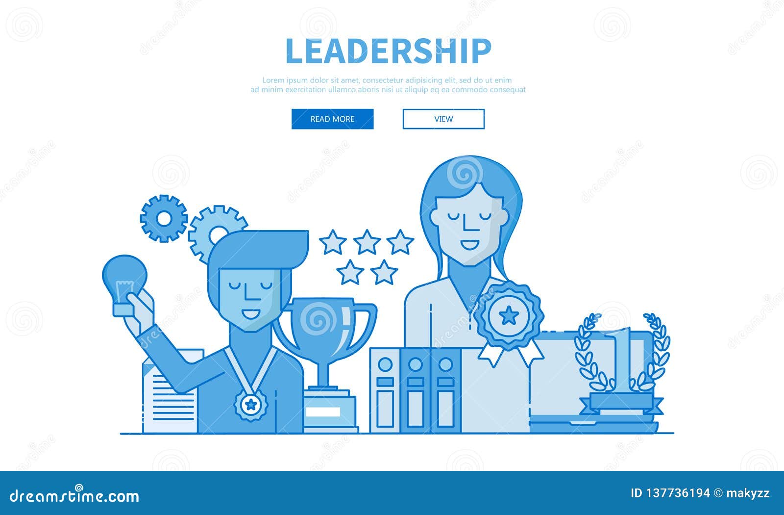 Modern Flat Design Illustration of Leadership and Teamwork. for Mobile ...