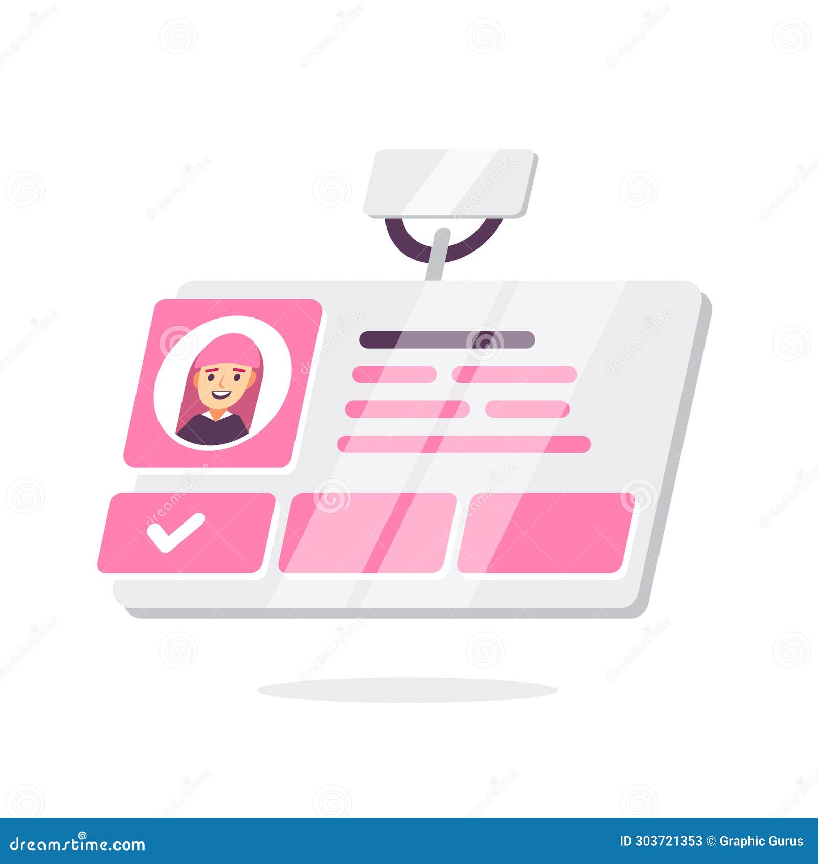 Modern Flat Design Illustration of a Personal ID Card with a Photo and ...