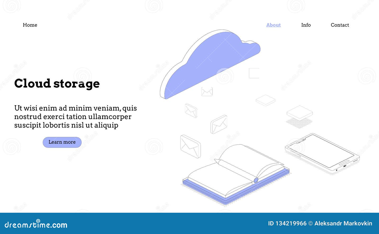 Landing Page Template. Cloud Computing Modern Flat Design Isometric Concept. Conceptual ...
