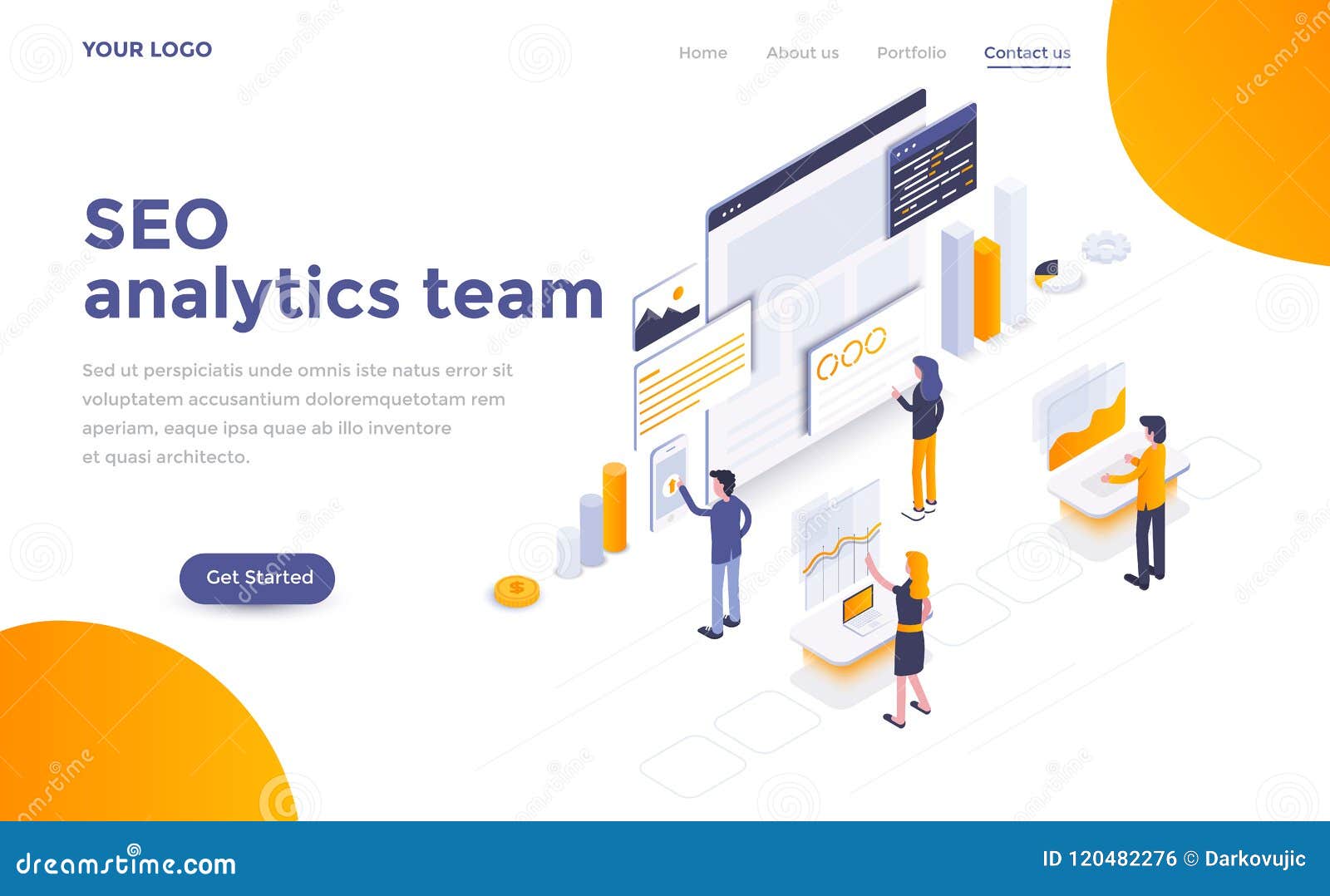 Flat Color Modern Isometric Concept Illustration - Seo Analytics Team ...