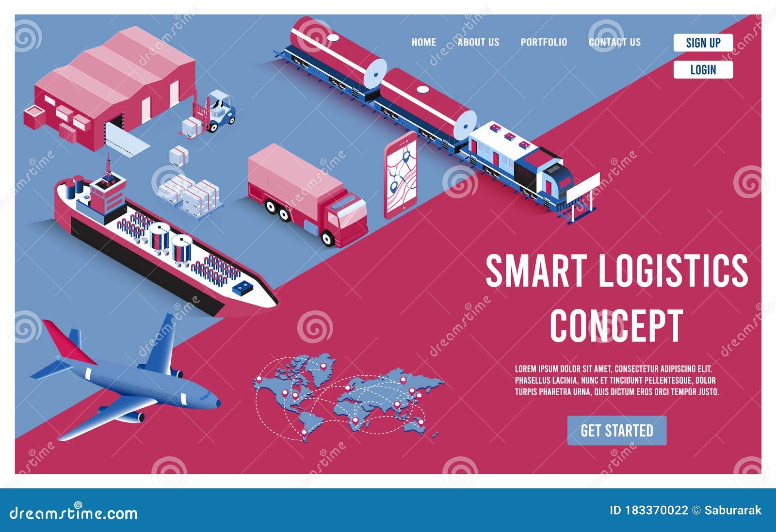 Modern Flat Design Isometric Concept of Smart Logistics with Global ...