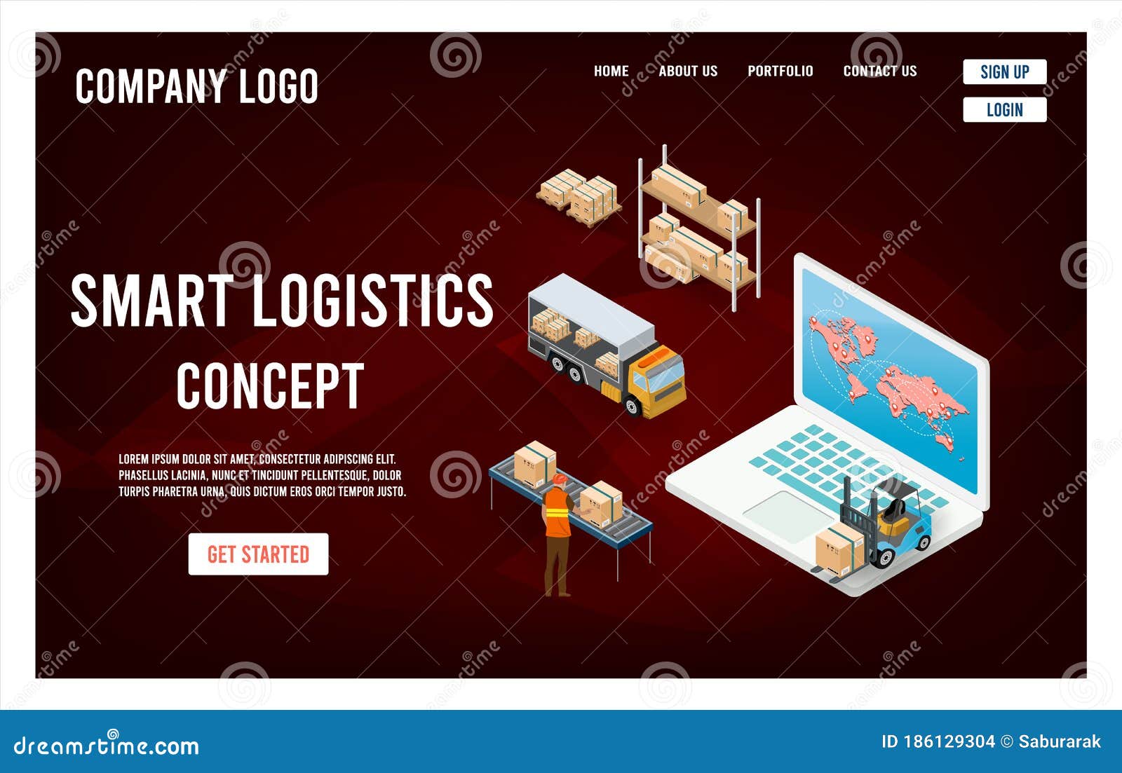 Modern Flat Design Isometric Concept of Smart Logistics with with ...