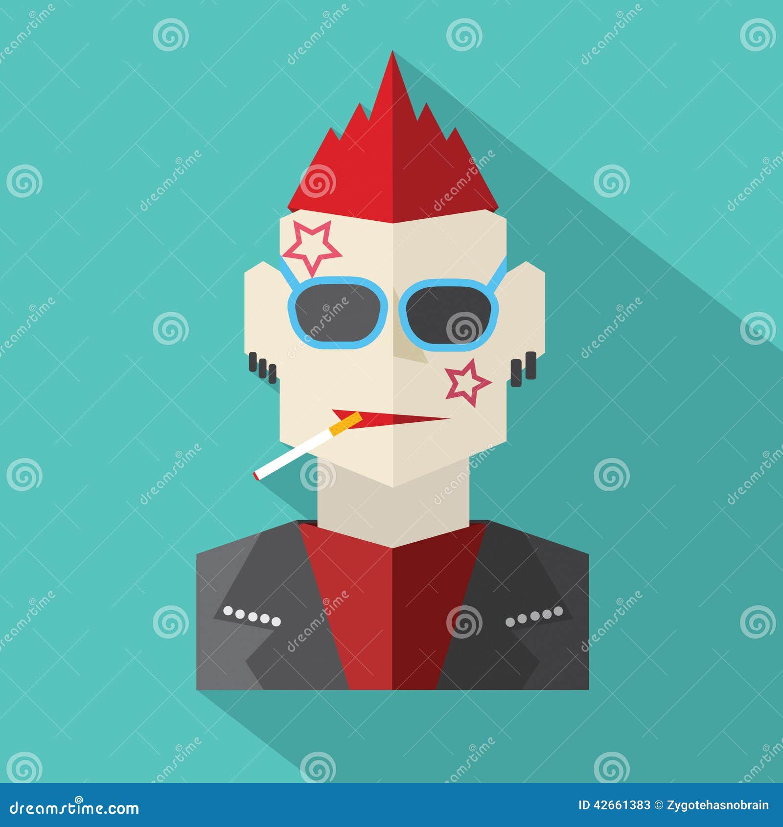Modern Flat Design Punk Rock Man Stock Vector - Illustration of flat ...