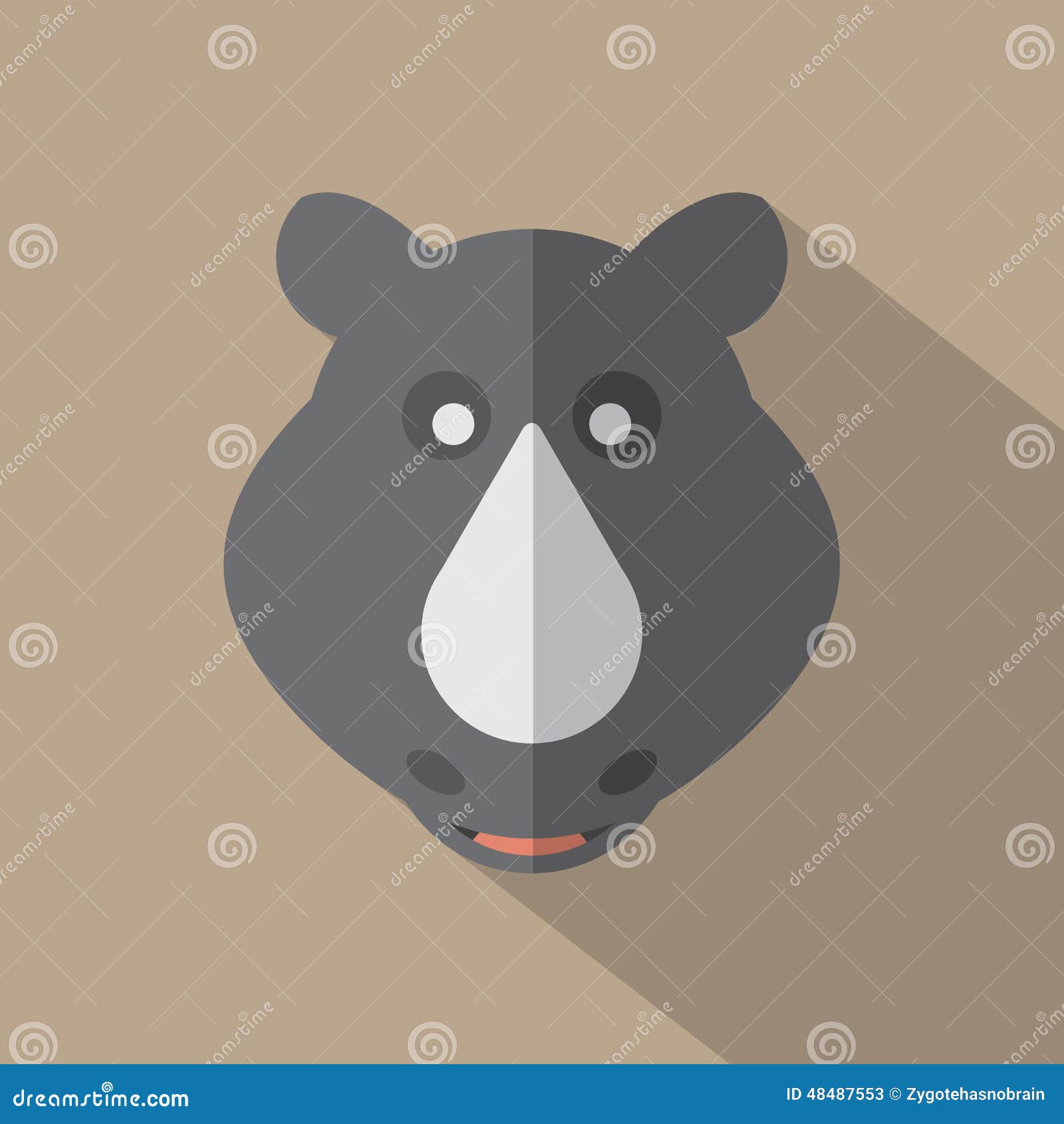 Modern Flat Design Rhino Icon Stock Vector - Illustration of large ...