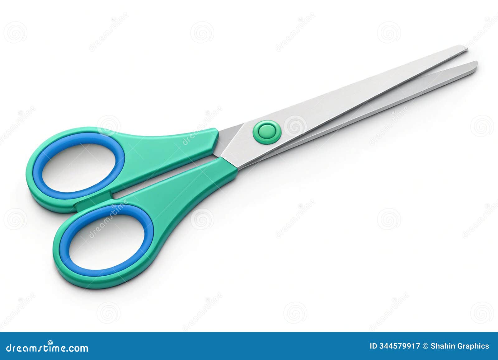 Open Scissor with Blue and Green Handles Flat Design Illustration Stock ...
