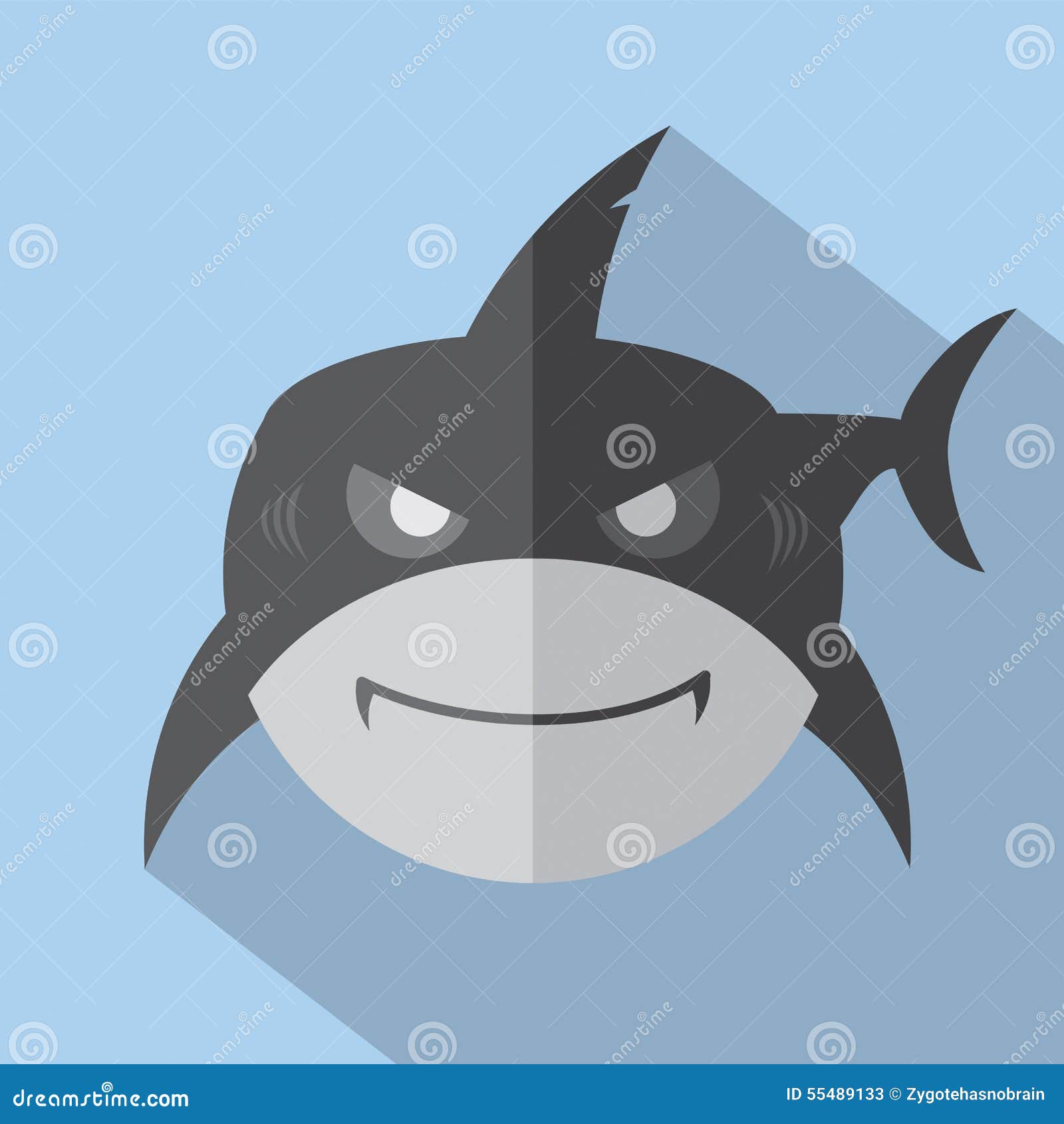 Modern Flat Design Shark Icon. Stock Vector - Illustration of flat ...