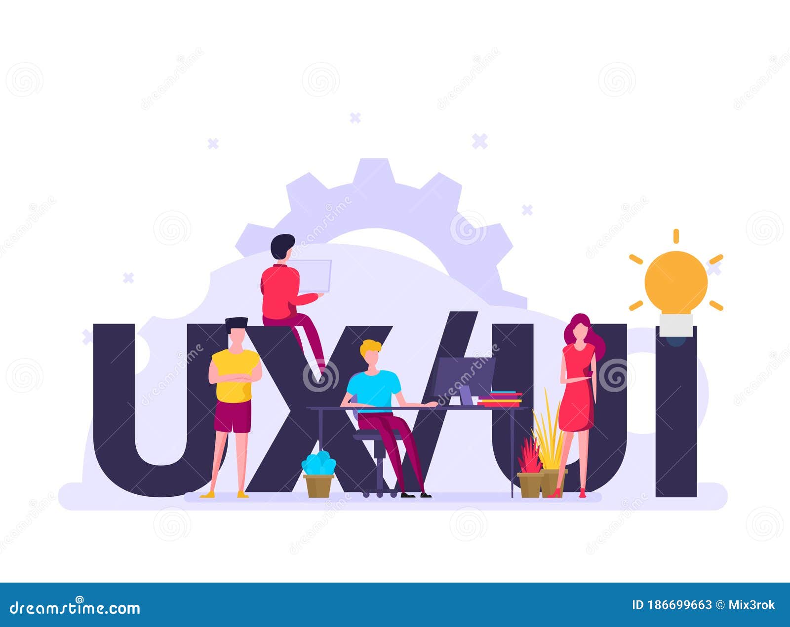 Modern Flat Design Template of Ux, Ui Design. Concept with People ...