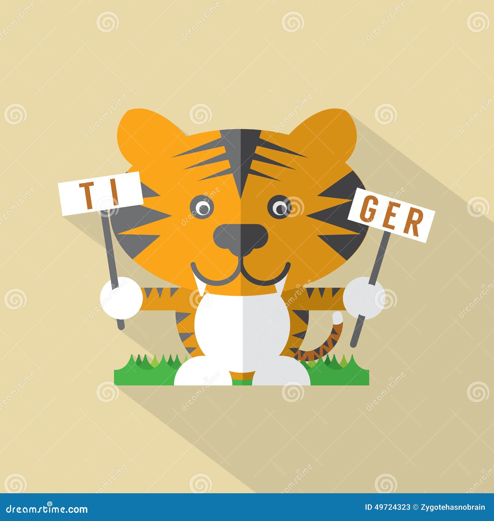 Modern Flat Design Tiger stock vector. Illustration of symbol - 49724323