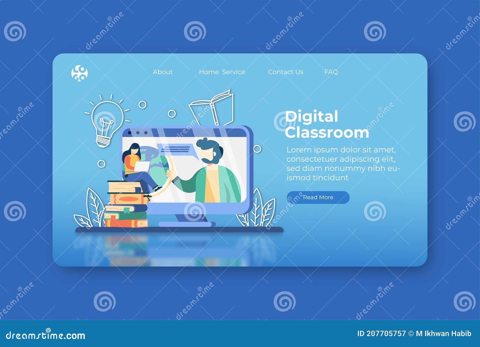 Modern Flat Design Vector Illustration. Digital Classroom Landing Page ...