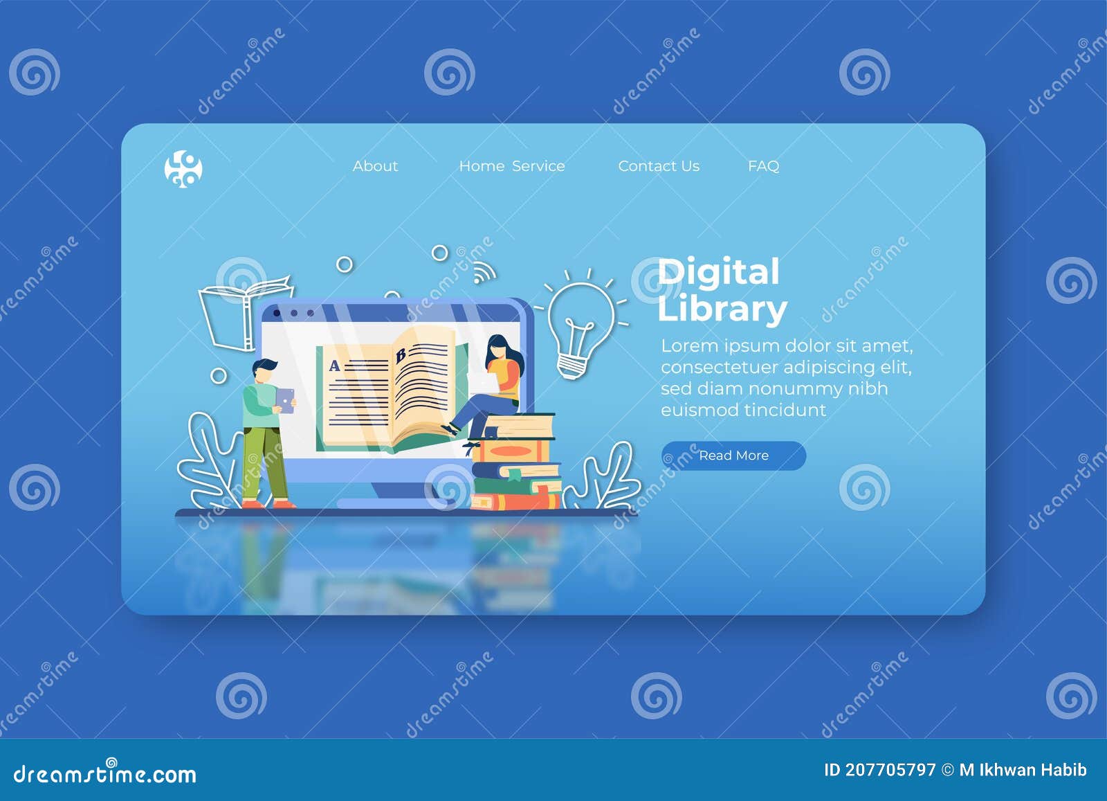 Modern Flat Design Vector Illustration. Digital Library Landing Page ...