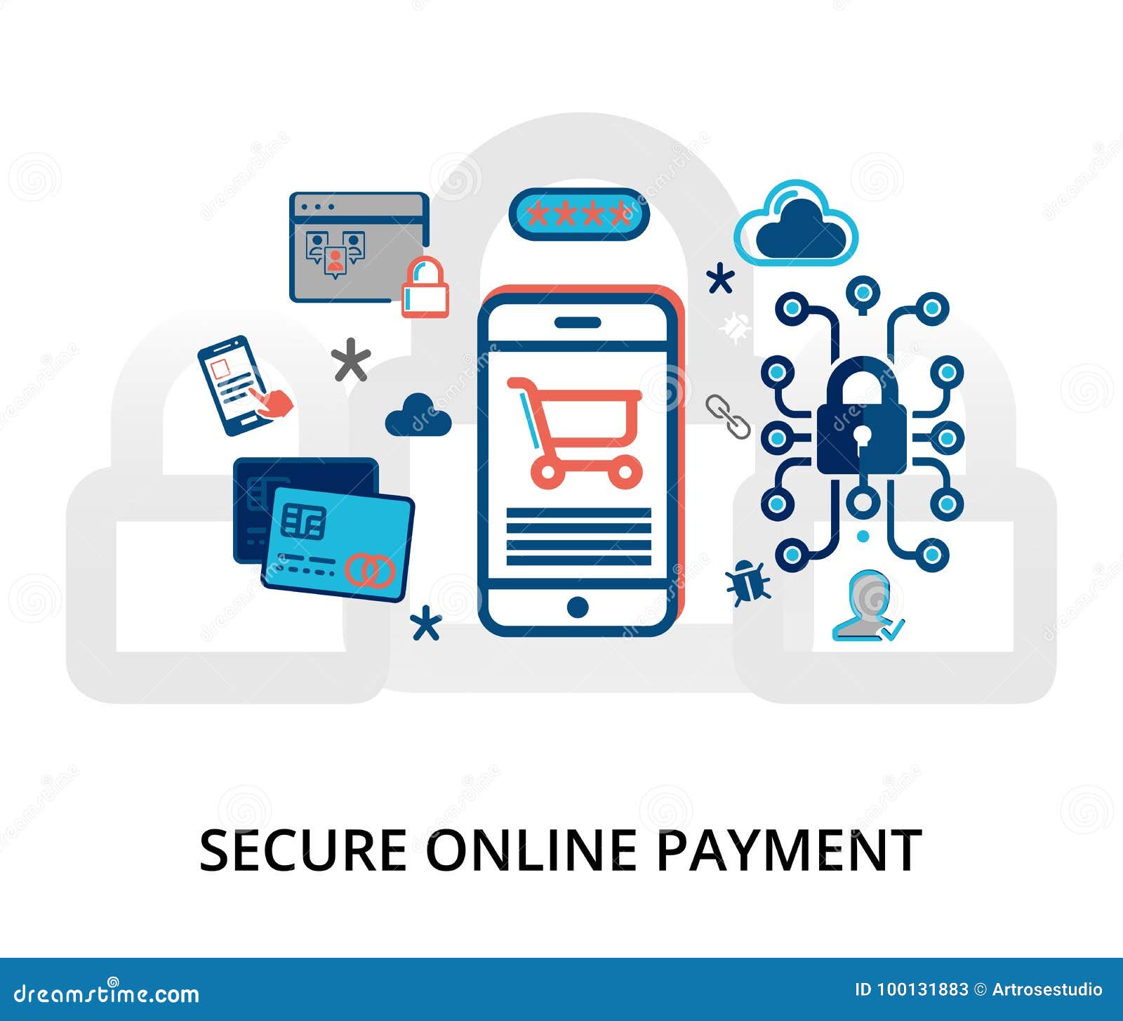 Secure Online Payment Concept Stock Vector - Illustration of ...