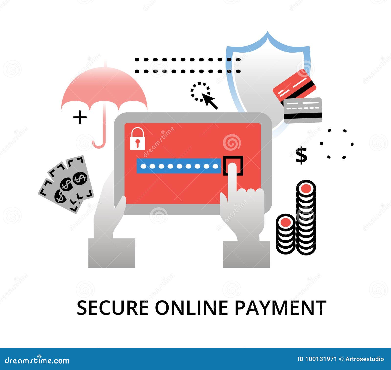 Secure Online Payment Concept Stock Vector - Illustration of alarm ...