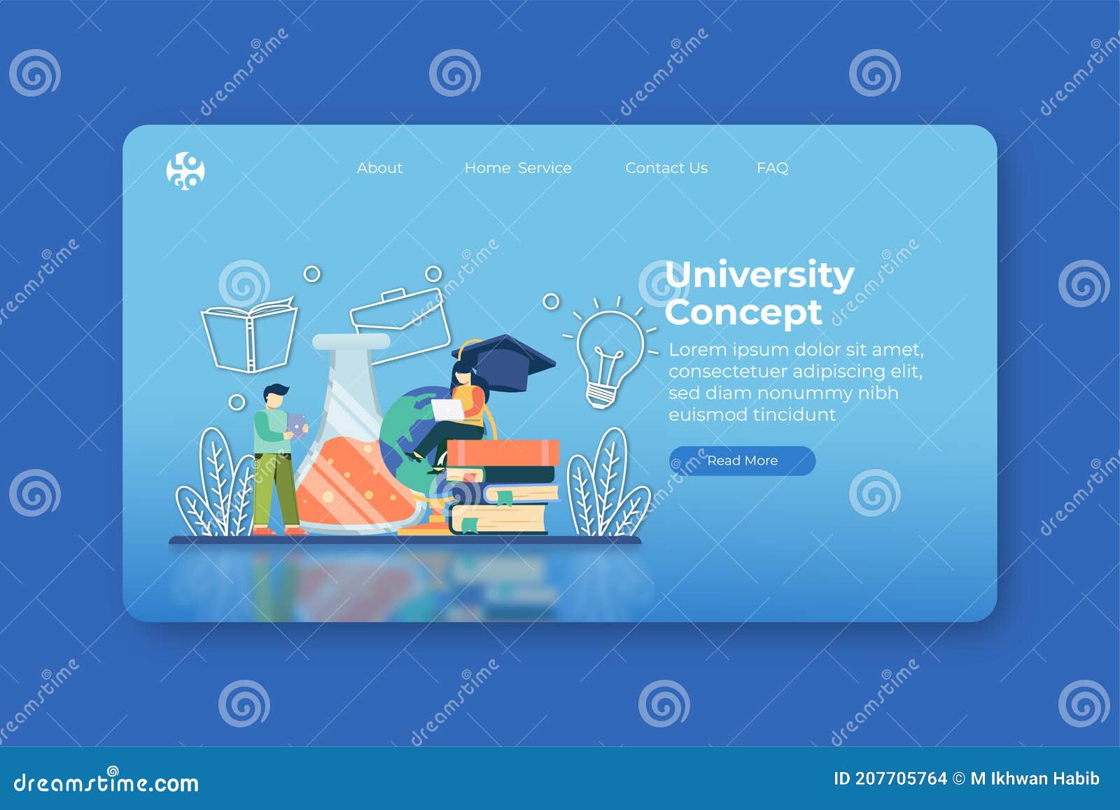 Modern Flat Design Vector Illustration. University or Collage Landing ...