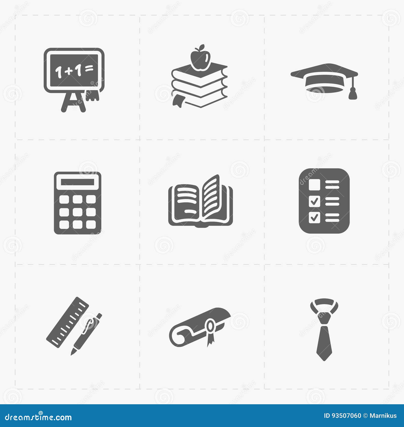 Modern Flat Education Icons Set on White Stock Vector - Illustration of ...