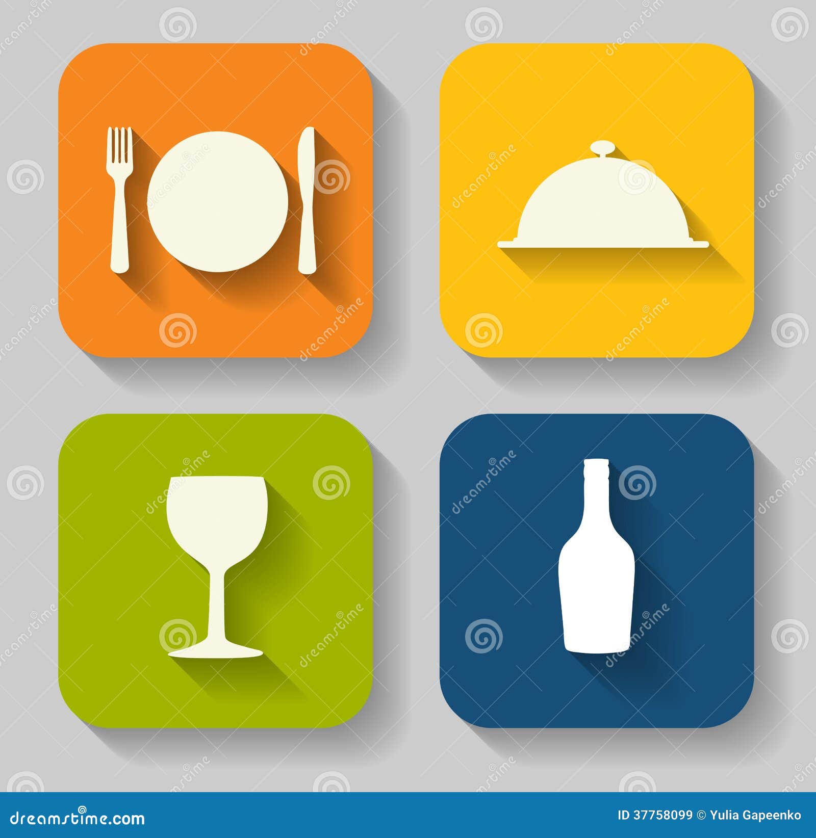 Modern Flat Food Icon Set for Web Stock Vector - Illustration of ...