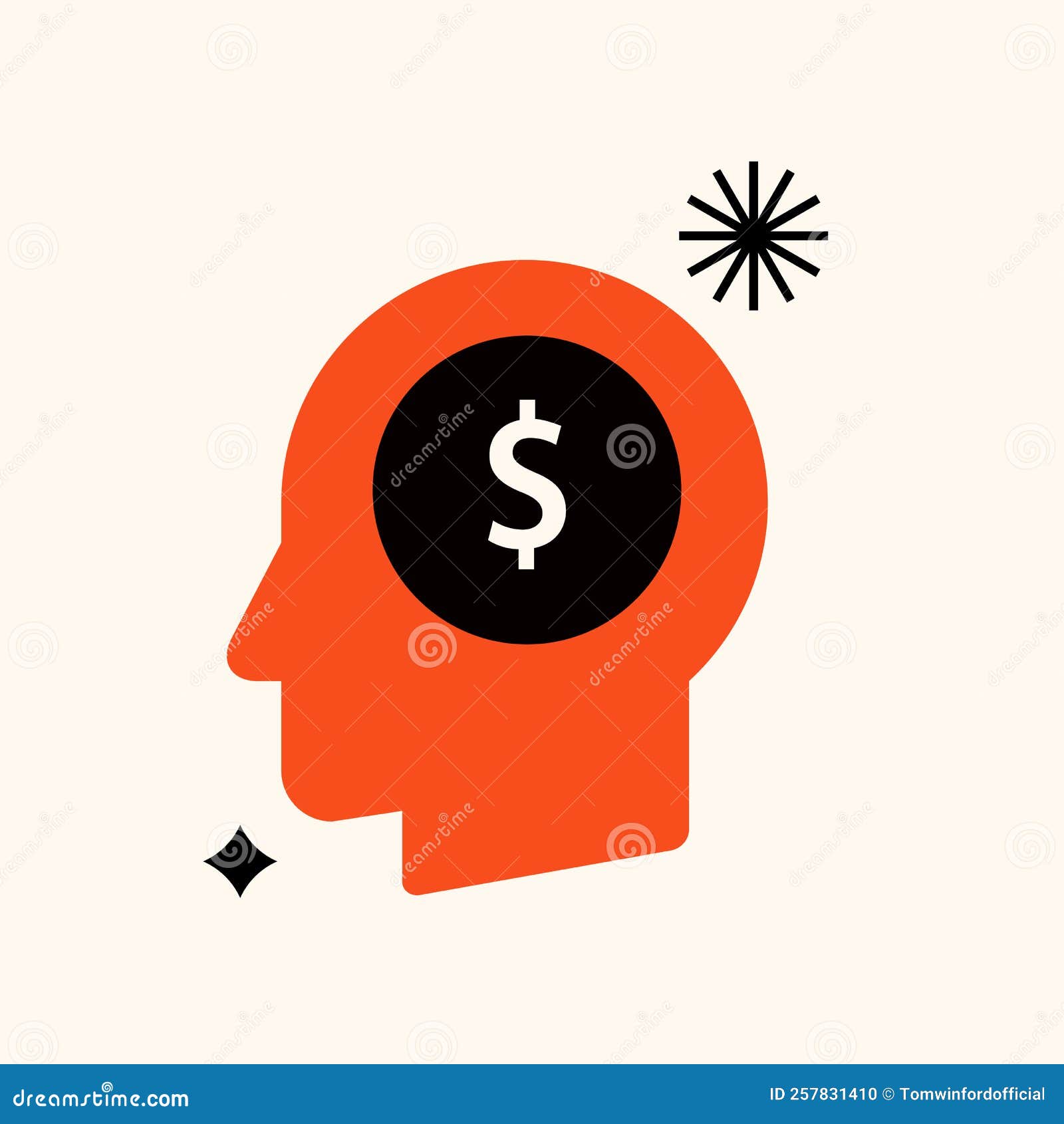 Flat Geometric Business Money Thinking Illustration with Symbols Stock ...