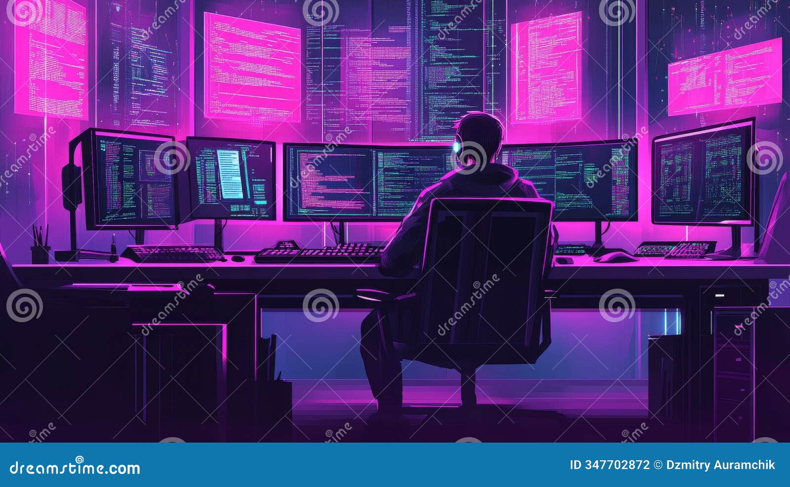 A Modern Flat Graphic Illustration of a Developer Person Typing on a ...