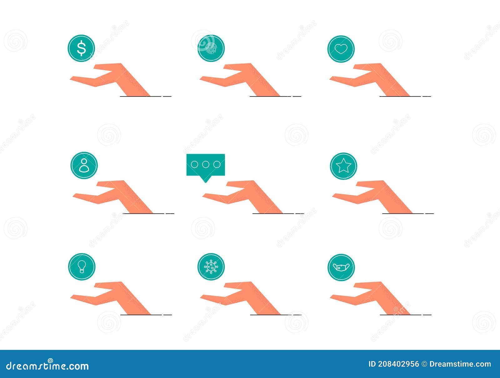 Modern Flat Hand Icon Set,modern,hand,Vector Stock Vector ...