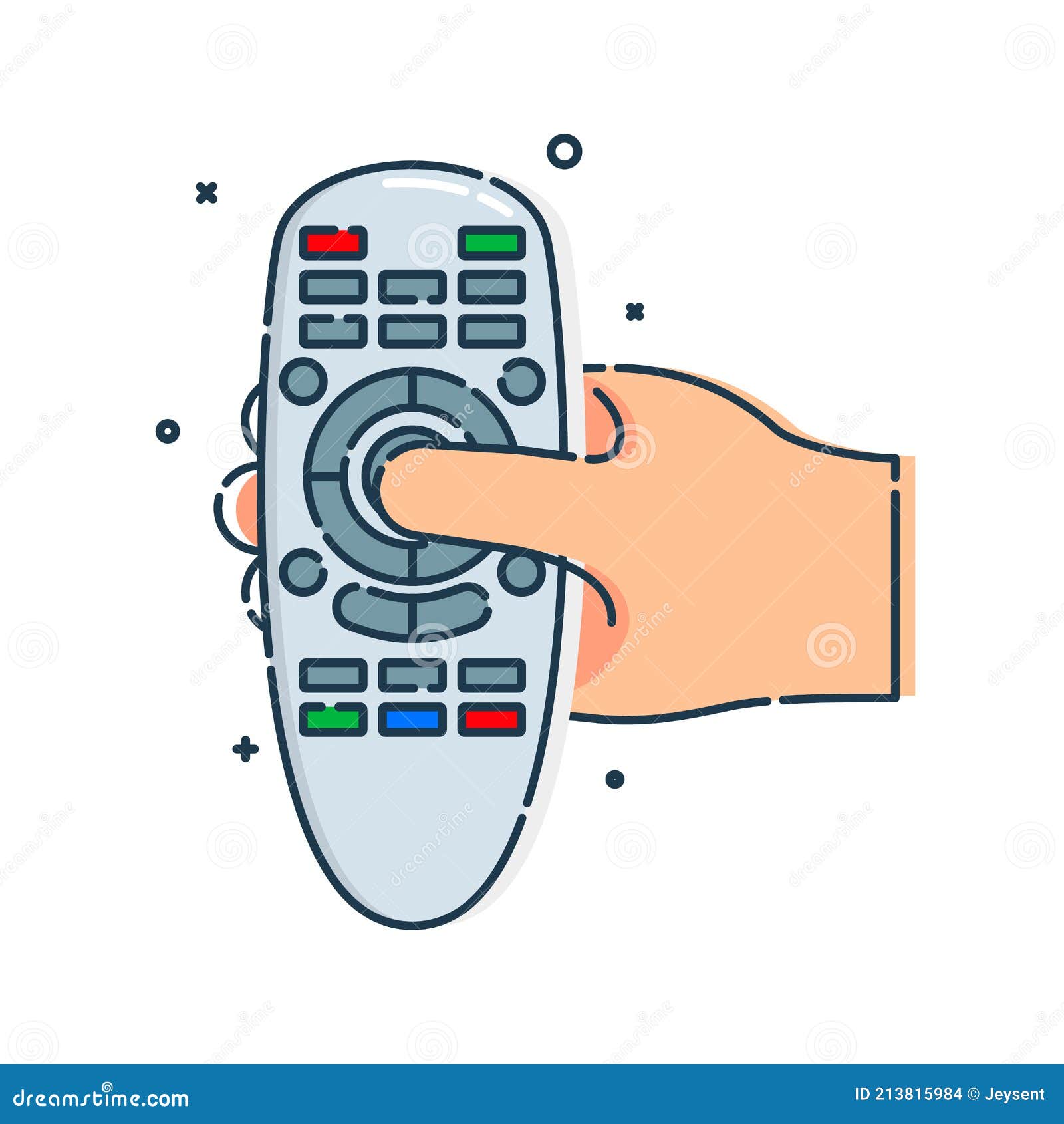 Modern Flat Icon with Black Hand Remote Control on White Background for ...