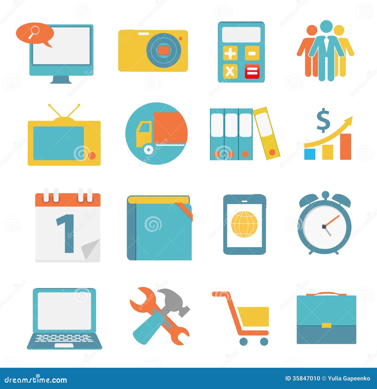 Modern Flat Icon Set for Web and Mobile Stock Vector - Illustration of ...