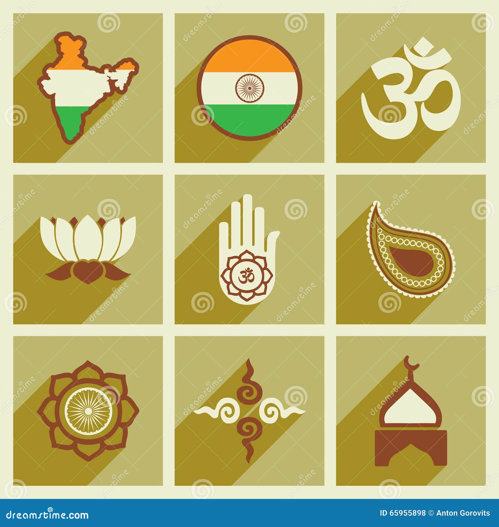 Modern Flat Icons Collection with Long Shadow India Stock Vector ...