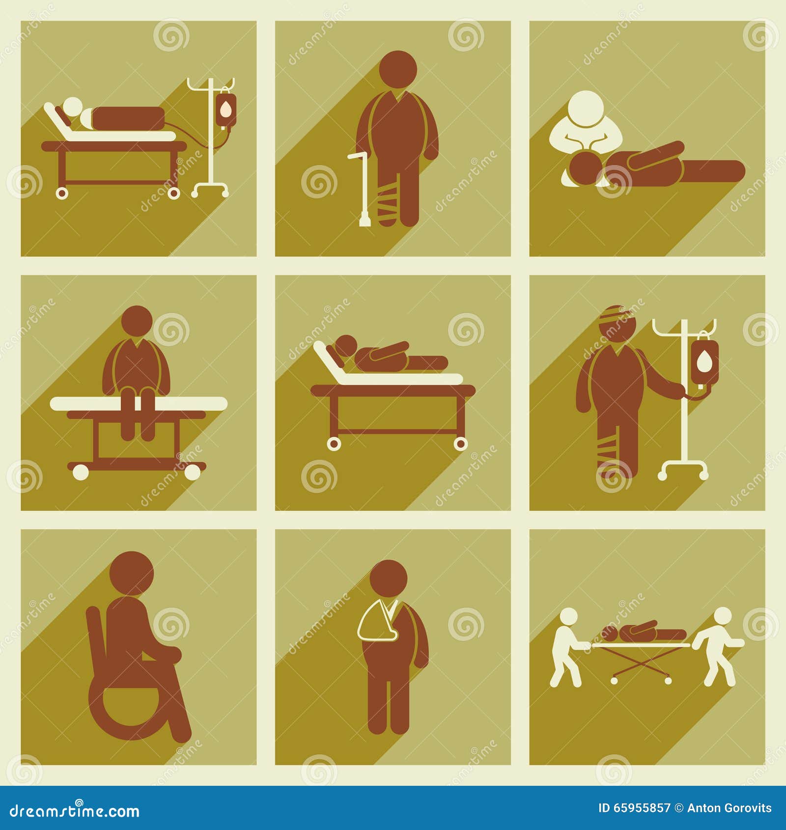 Modern Flat Icons Collection with Long Shadow Patients Stock Vector ...