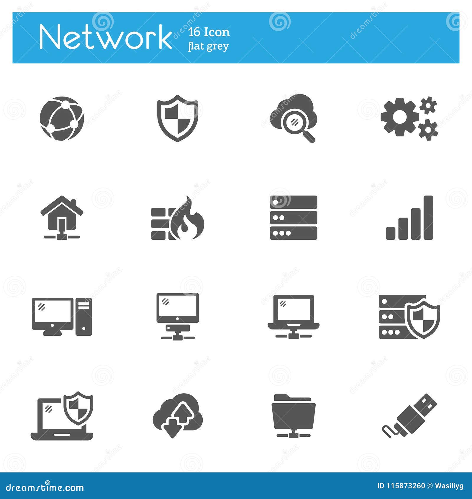Modern Flat Icons Set of Cloud-based Data Services Technology, Global ...
