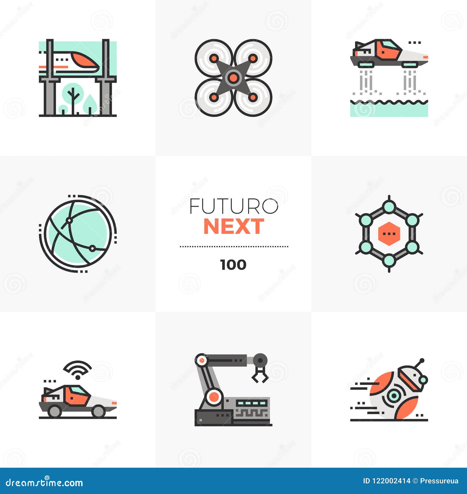 Future Technology Futuro Next Icons Stock Vector - Illustration of ...