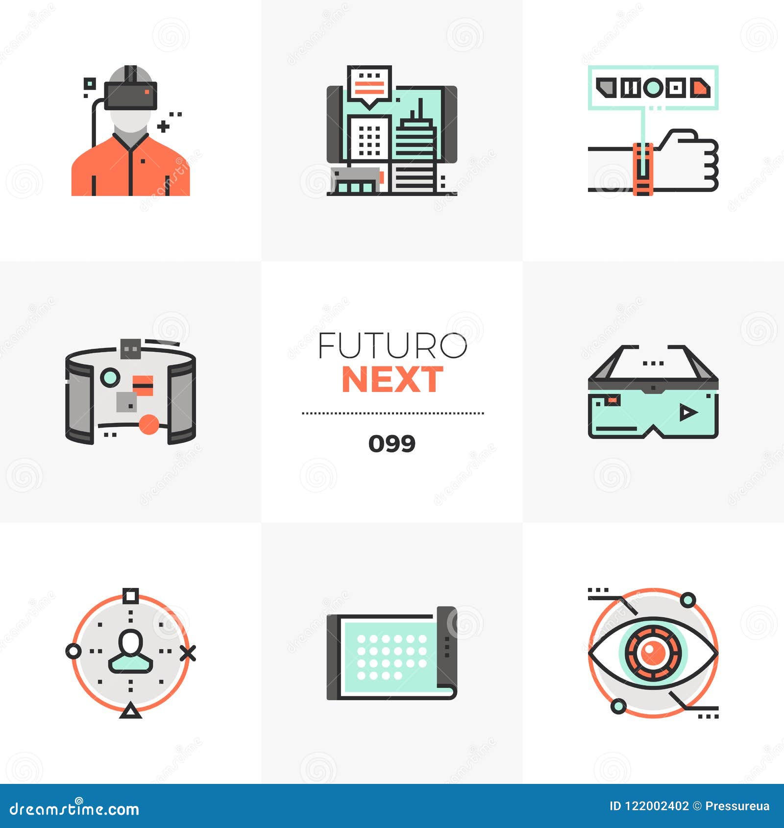 Virtual Reality Futuro Next Icons Stock Vector - Illustration of ...
