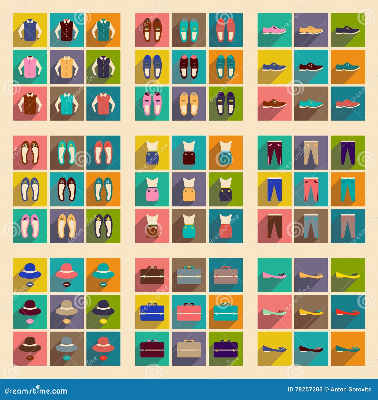 Modern Flat Icons Vector Collection with Shadow Fashion Stock Vector ...