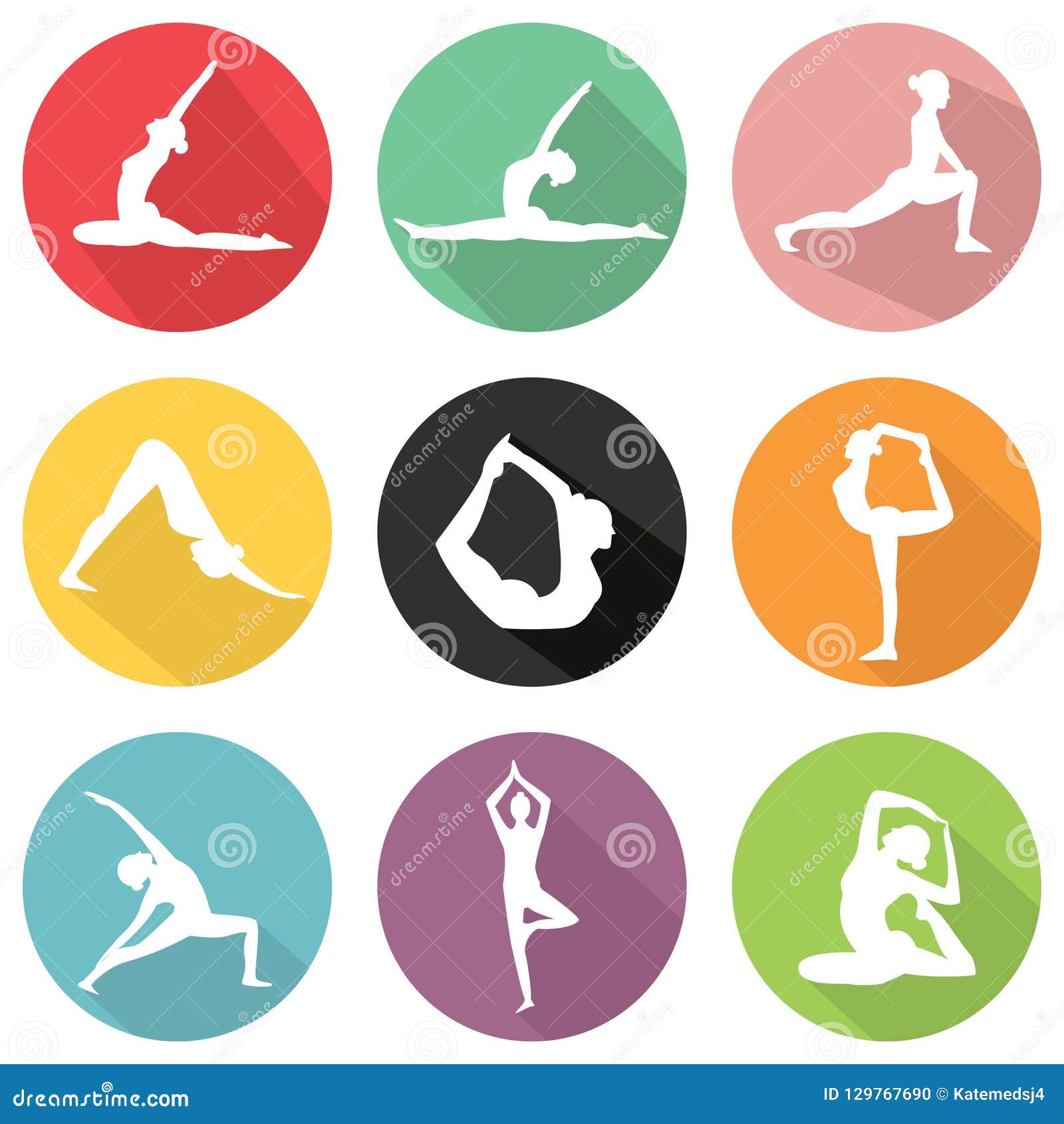 Modern Flat Icons Vector Set with Long Shadow Effect in Stylish Colors ...