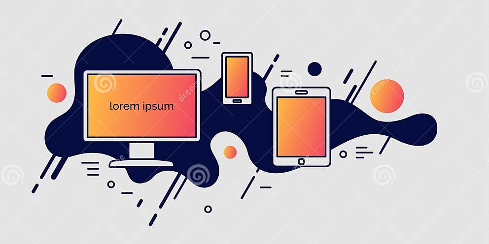 Modern Flat Illustration Electronic Devices. Vector Banner. Stock ...