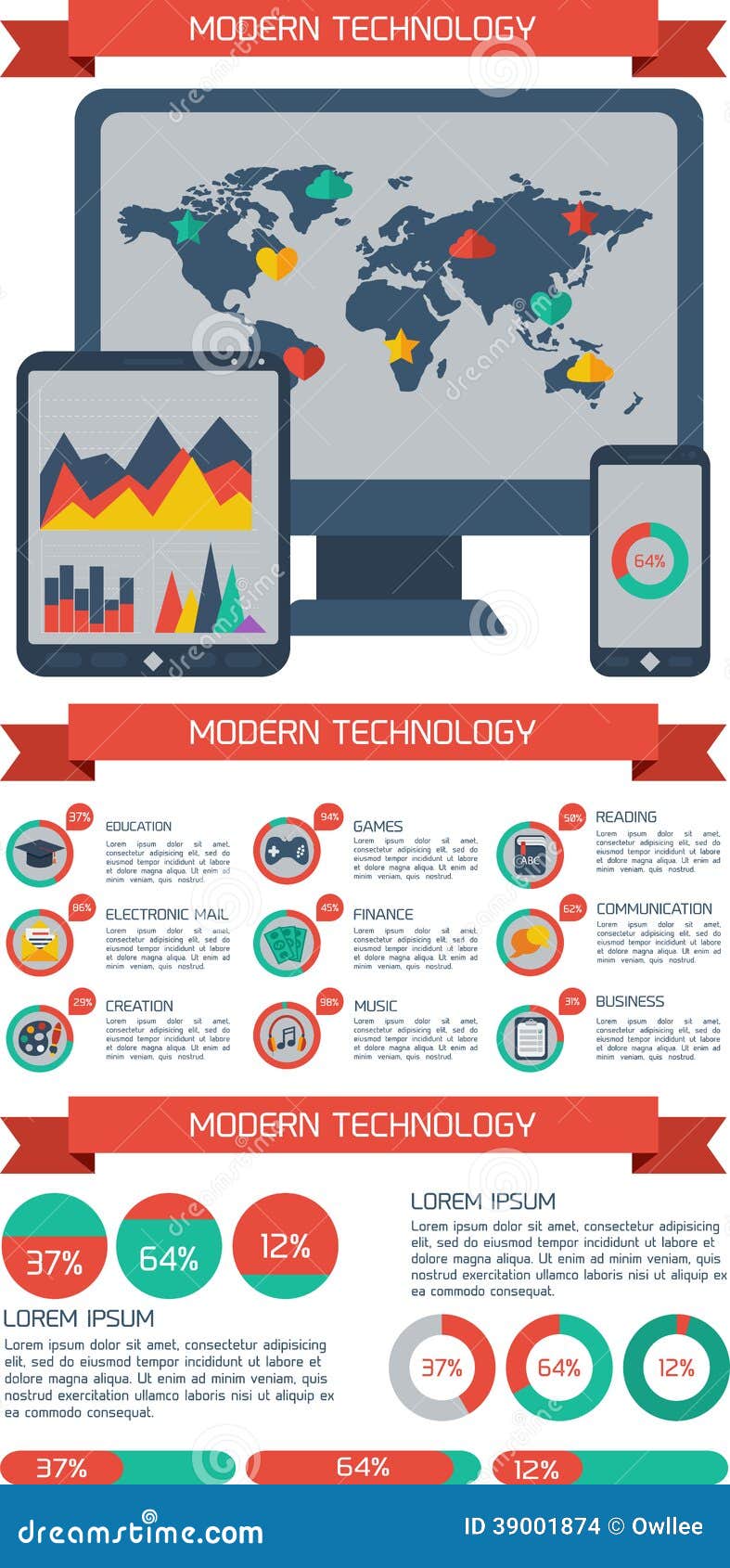 Modern Flat Infographic Background. Stock Illustration - Illustration ...