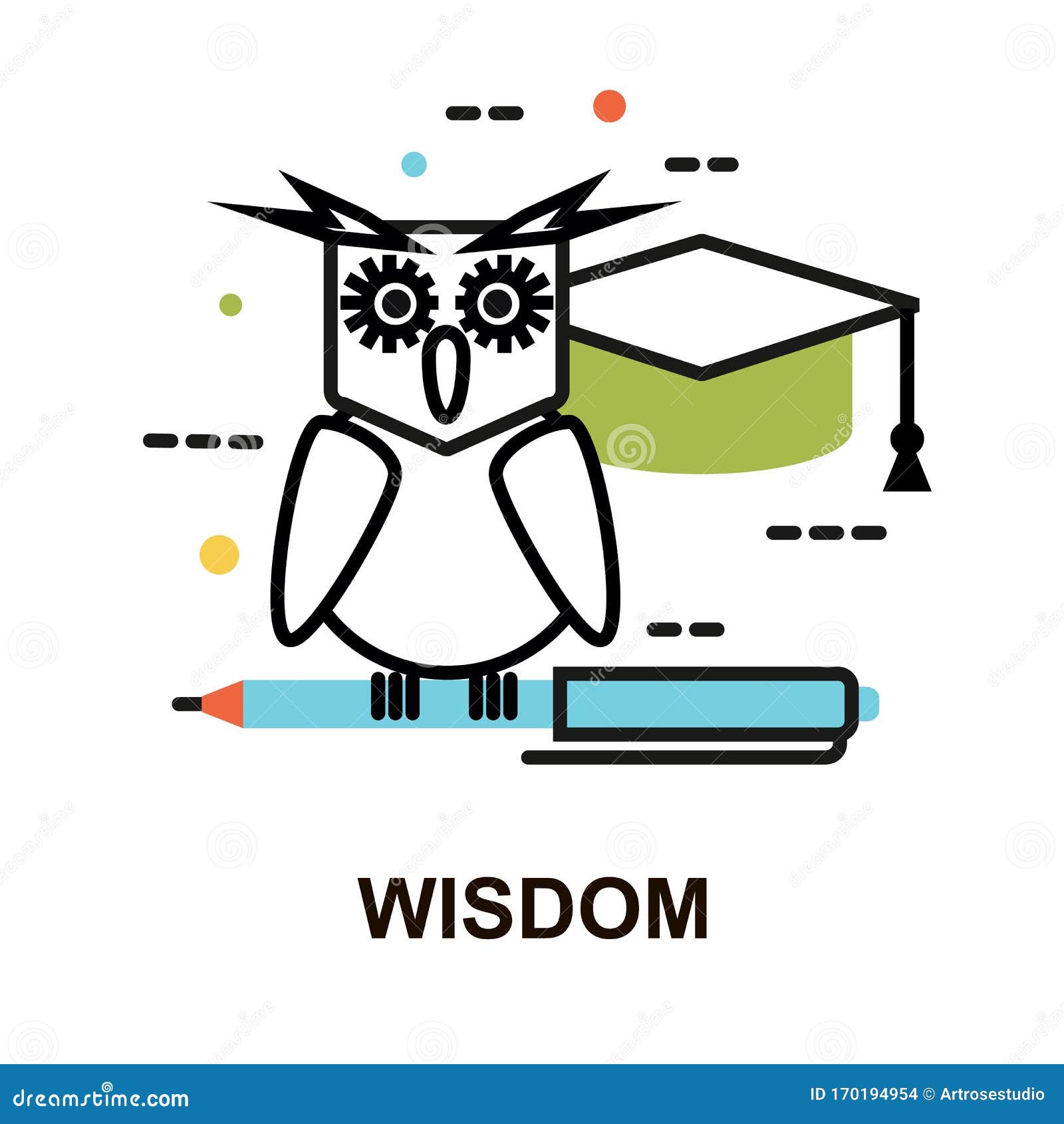 Modern Flat Line Design Vector Illustration, Concept of Wisdom Stock ...