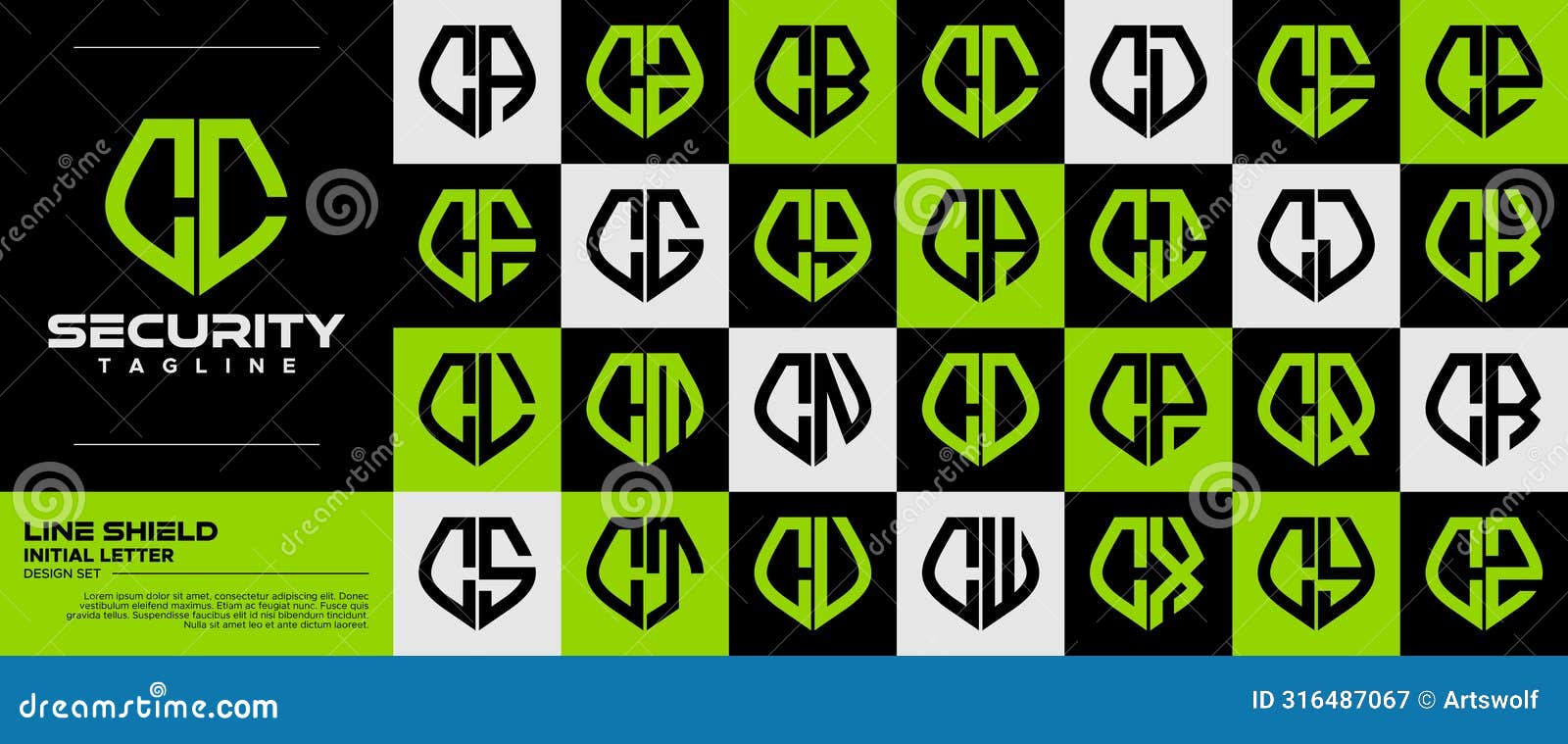 Modern Flat Line Safety Shield Letter C CC Logo Set Stock Illustration ...