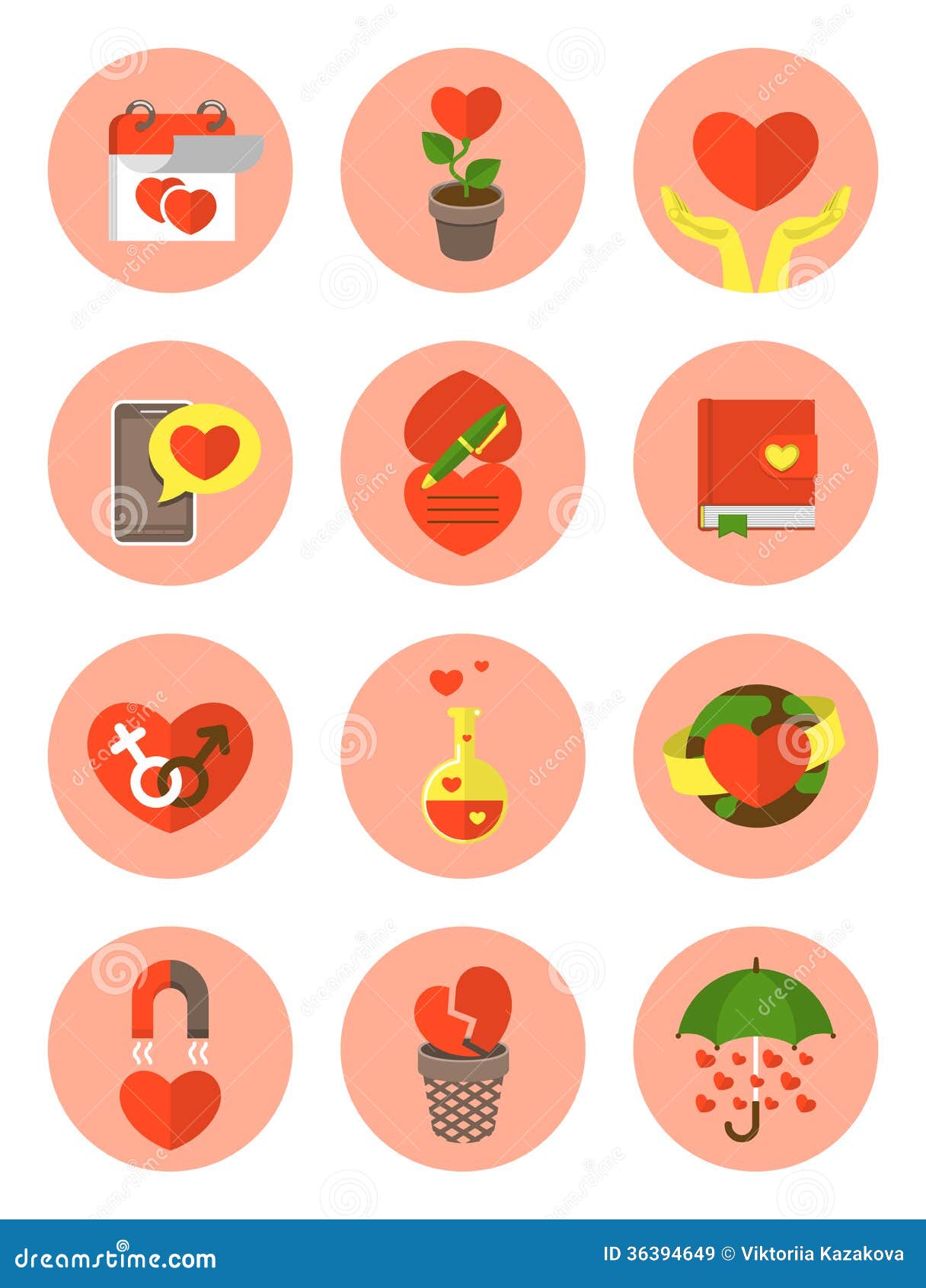 Modern Flat Love Symbols stock vector. Illustration of circle - 36394649