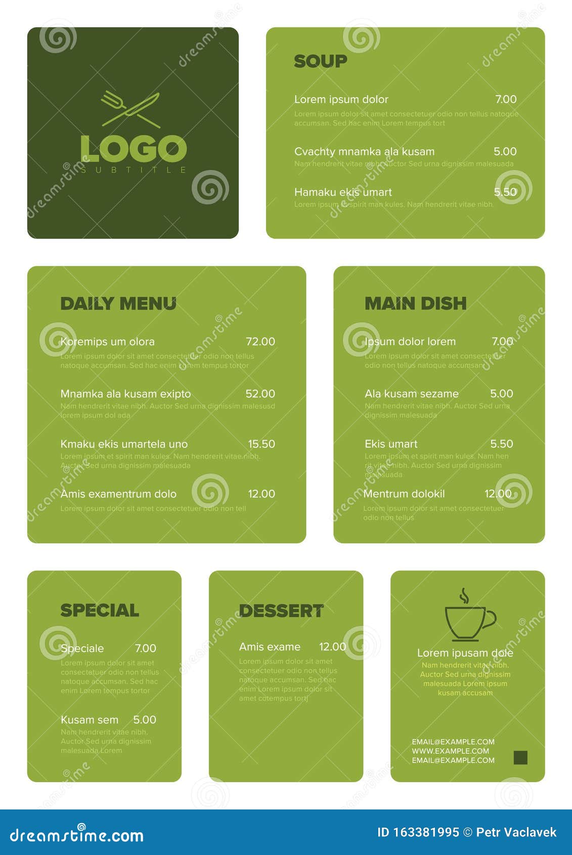 Modern Flat Minimalistic Restaurant Menu Template Stock Vector ...