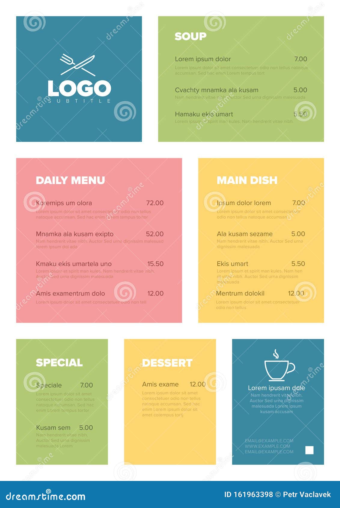 Modern Flat Minimalistic Restaurant Menu Template Stock Vector ...