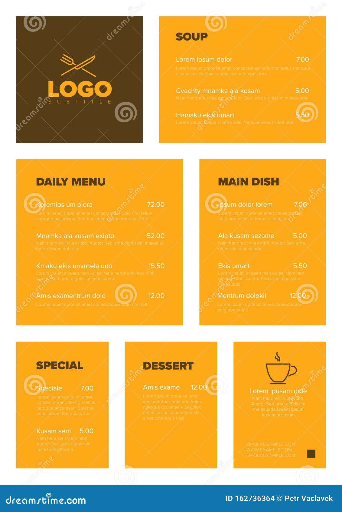 Modern Flat Minimalistic Restaurant Menu Template Stock Vector ...